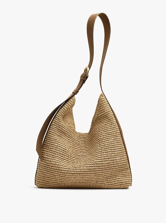 SHOULDER BAG WITH STRAW EFFECT
