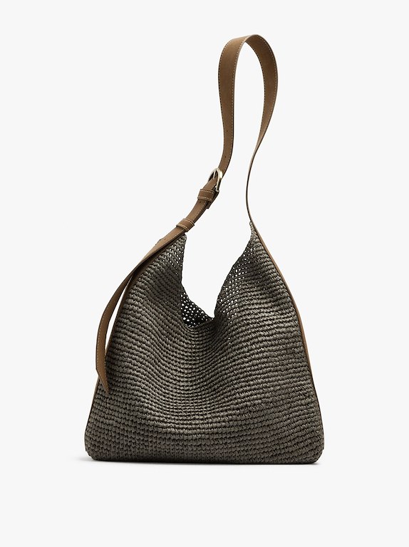 SHOULDER BAG WITH STRAW EFFECT