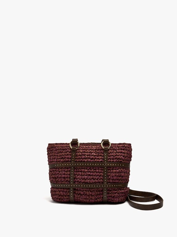 CROSSBODY BAG WITH STRAW EFFECT AND CROSSED STRAPS