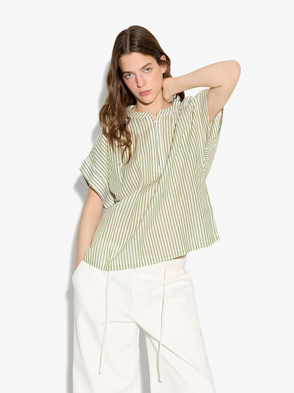 SHORT-SLEEVED SHIRT WITH STRIPES 100% COTTON