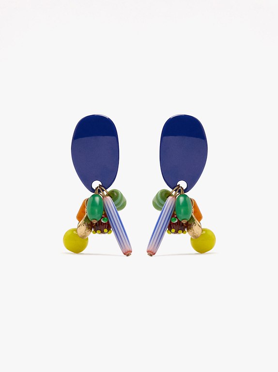 OVAL EARRINGS WITH MULTICOLOR BEADS