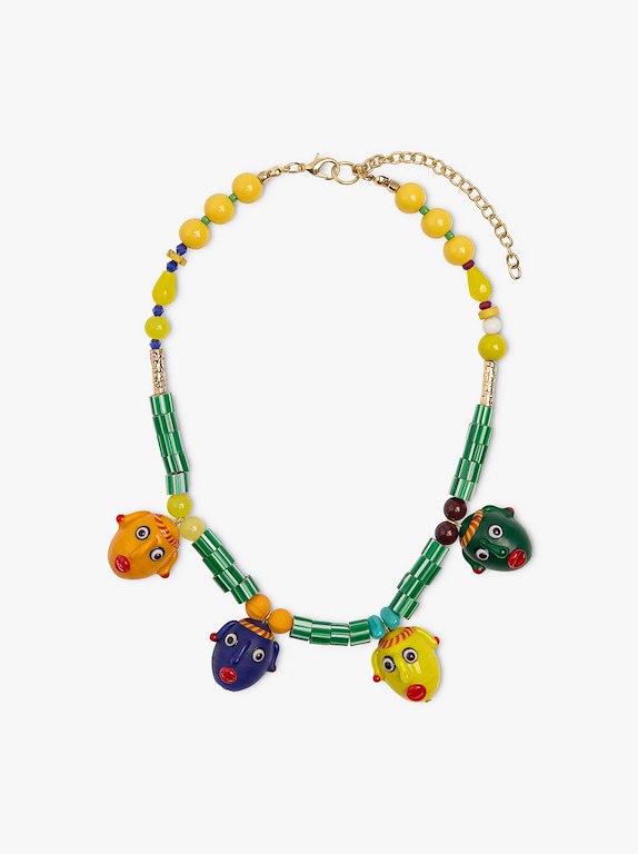 NECKLACE WITH GLASS BEADS AND MASKS
