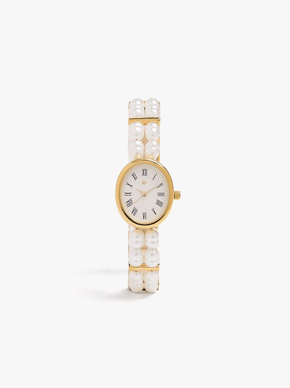 WATCH WITH MULTI-STRAP PEARL BRACELET