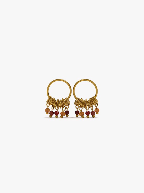HOOP EARRINGS WITH STONE BEADS