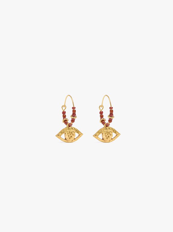 HOOP EARRINGS WITH BEADS AND EYE