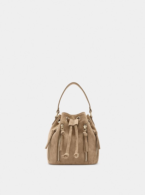 BUCKET BAG WITH TEXTURE AND ZIP FASTENINGS