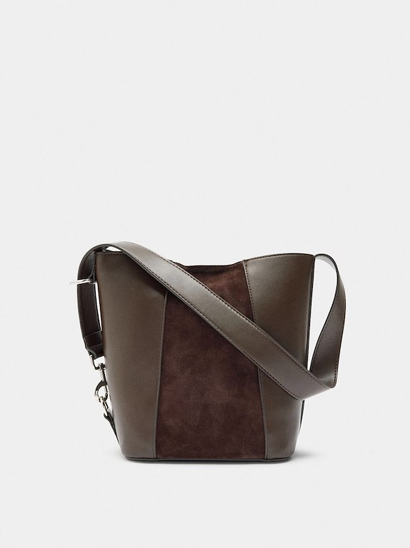 BUCKET BAG WITH LEATHER DETAILS