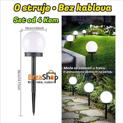 Set 4 solarne lampe za dvorište i baštu waterproof