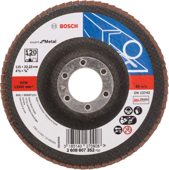 Bosch lamelni brusni disk X551, Expert for Metal, prečnik 115 mm; granulacija 120, kolenasti - 2608607352
