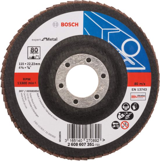Bosch lamelni brusni disk X551, Expert for Metal, prečnik 115 mm; granulacija 80, kolenasti - 2608607351
