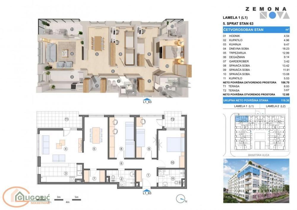 Četvorosoban stan na prodaju, 119m2, 363.865€