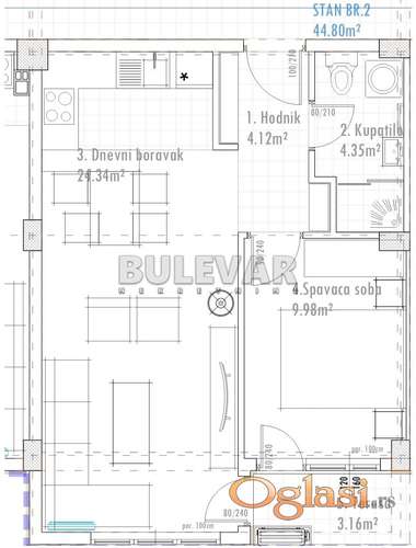 Novogradnja, direktna prodaja, Dubočica, 45m2