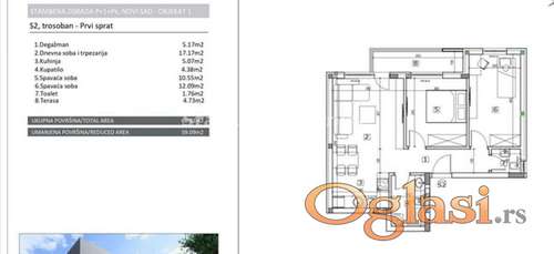 Adice-Lep Trosoban stan 60 m2 na drugom spratu-Izgradnja-povrat Pdv-065/385 8880