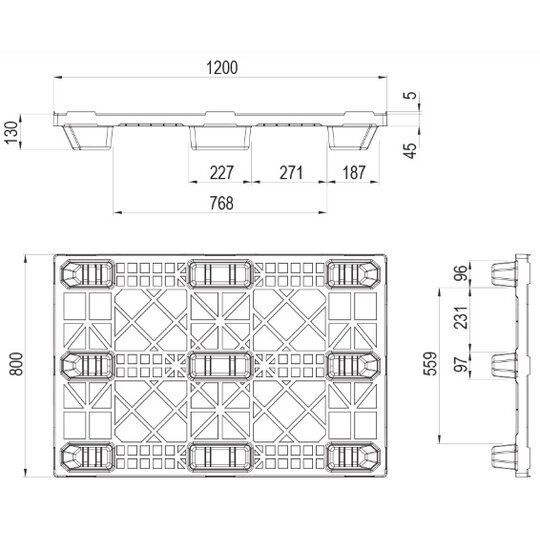 PG 1208L-OD Uklopiva 1200x800mm plastična paleta