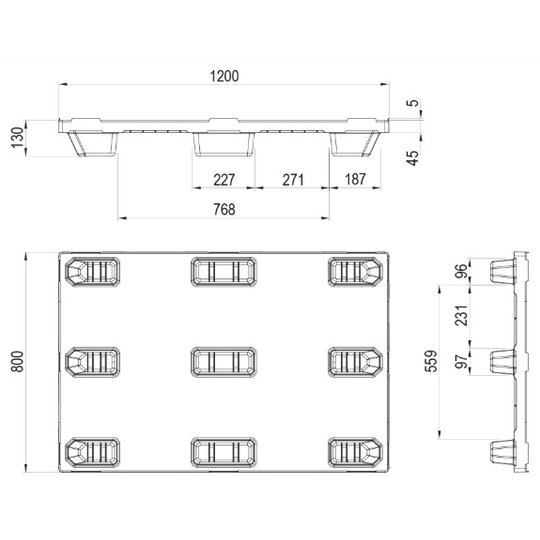 PG 1208L-CD Uklopiva 1200x800mm plastična paleta