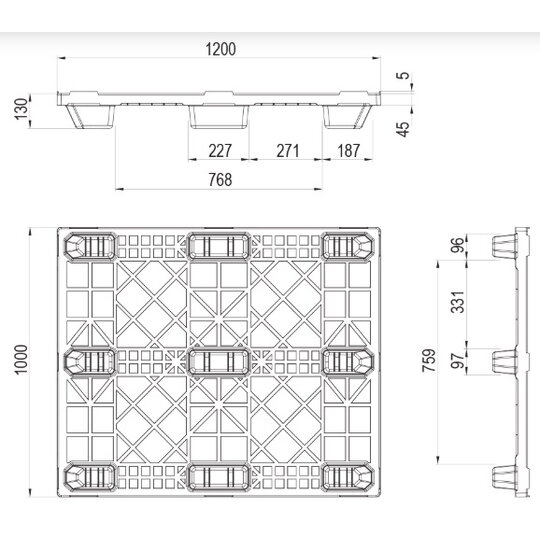 PG 1210L-OD Uklopiva 1200x1000mm plastična paleta