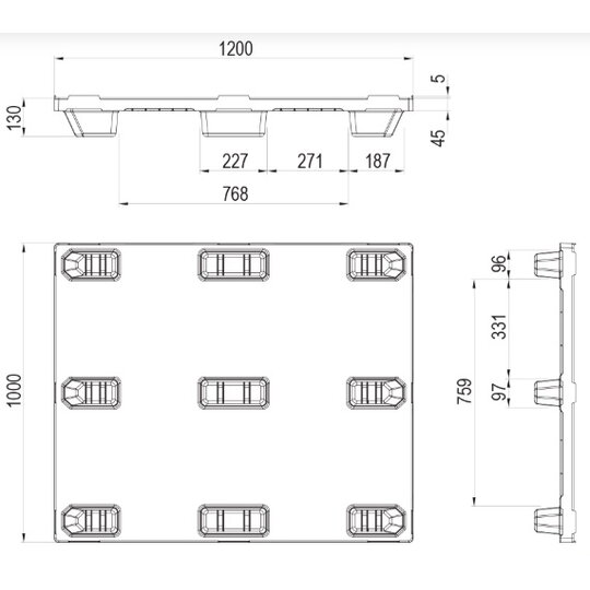 PG 1210L-CD Uklopiva 1200x1000mm plastična paleta