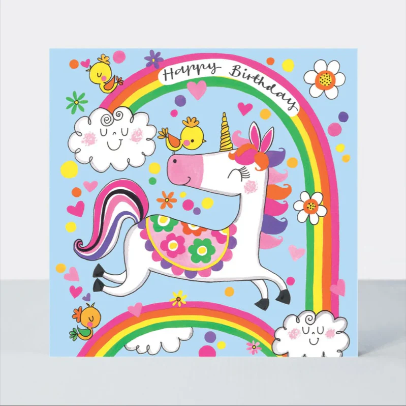 Čestitka puzzla - Happy Birthday Unicorn & Rainbows