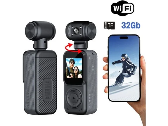 Akciona kamera Q5 2K sa memorijskom karticom 32GB crna