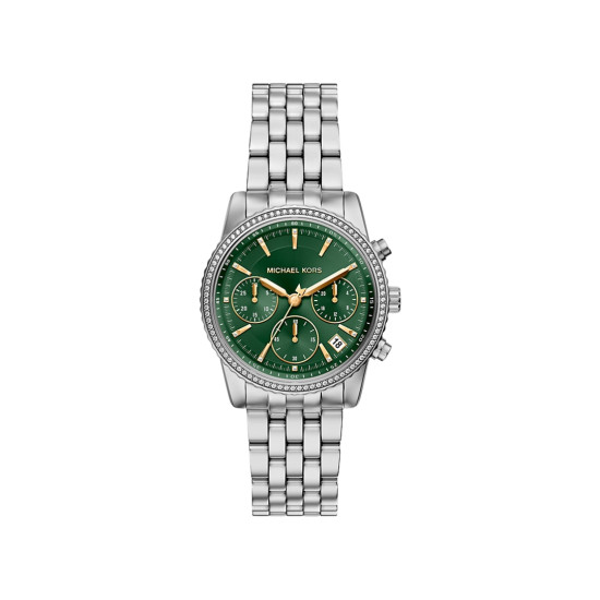 Michael Kors MK7583 ženski sat Bryant Pavé Silver Tone Deep Green Dial 35mm