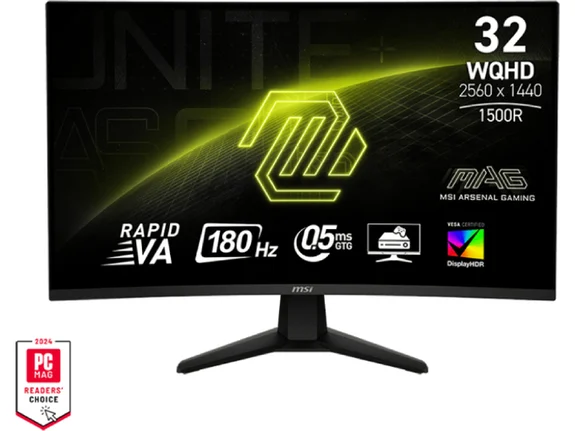 Msi Zakrivljeni gaming monitor 32 inča MAG 32CQ6F, WQHD 2560x1440 Rapid VA 180 Hz
