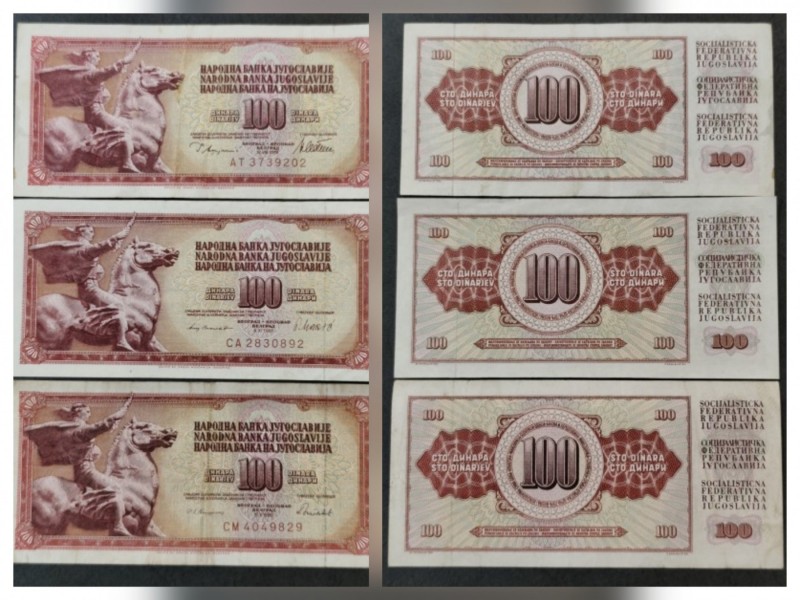 100 DINARA – 1978, 1981, 1986 – SFRJ