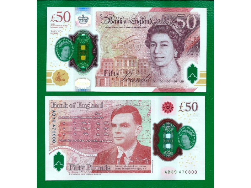 Britanija 50 Funti polymer UNC