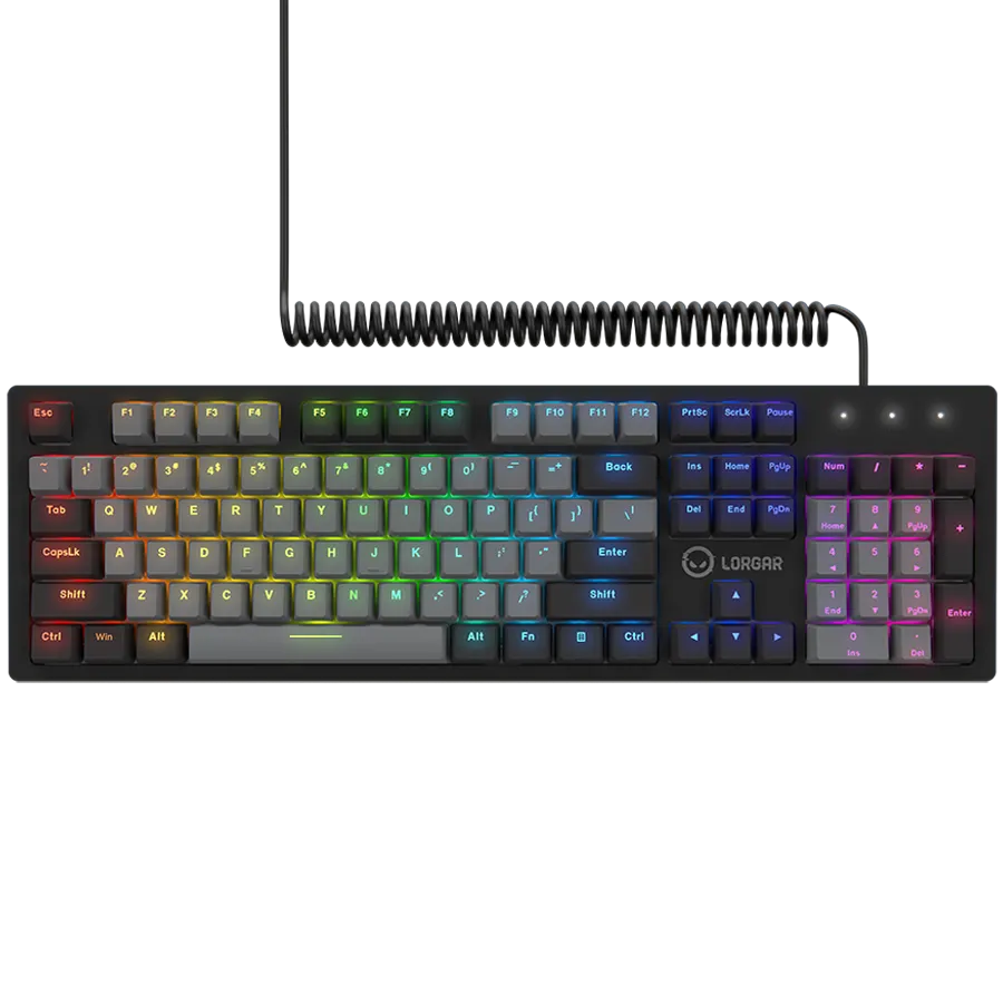 LORGAR Azar 514, Wired mechanical gaming keyboard, RGB backlight, 1680000 colour variations, 18 modes, keys number: 104, 50M clicks, linear dream switches, spring cable up to 3.4m, ABS plastic+met...