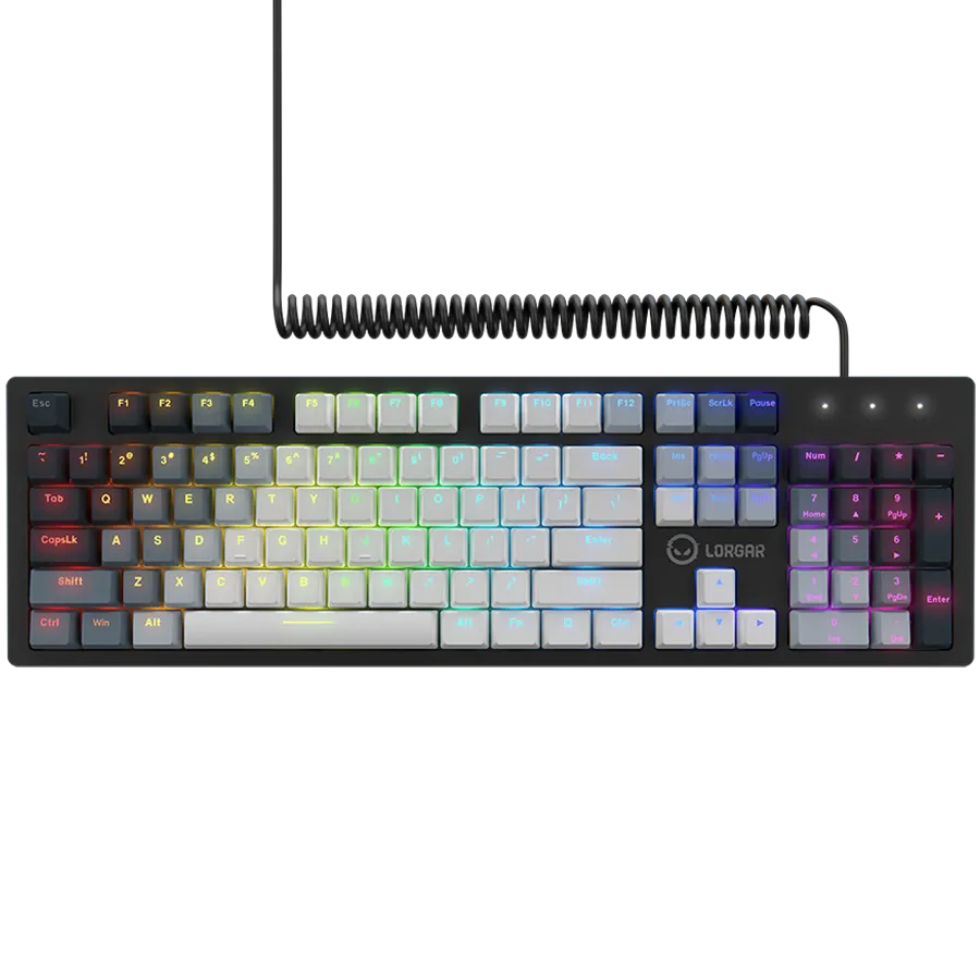 LORGAR Azar 514, Wired mechanical gaming keyboard, RGB backlight, 1680000 colour variations, 18 modes, keys number: 104, 50M clicks, linear dream switches, spring cable up to 3.4m, ABS plastic+met...
