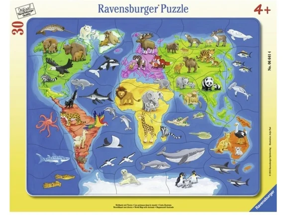 Ravensburger puzzle (slagalice)- Mapa sveta sa zivotinjama RA06641