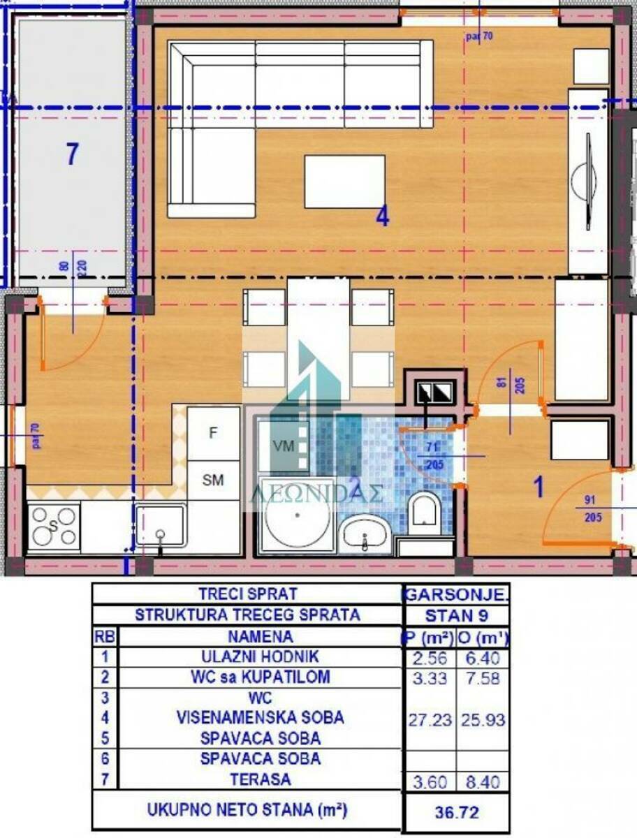 Garsonjera, Niš - Donja vrežina | Prodaja · 37m² · 68.450€