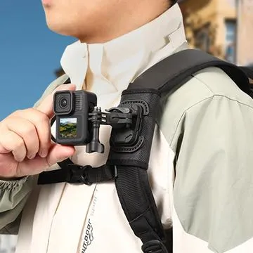 STARTRC QUICK RELEASE BACKPACK SHOULDER STRAP HOLDER FOR ACTION CAMERAS - BLACK