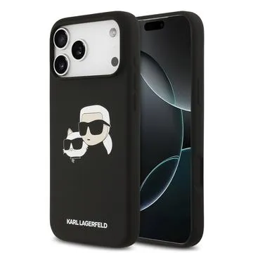 IPHONE 17 PRO MAX KARL LAGERFELD DOUBLE HEADS LIQUID SILICONE MAGSAFE CASE (OPEN-BOX SATISFACTORY) - BLACK