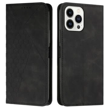 IPHONE 16 PRO MAX RHOMBUS PATTERN WALLET CASE WITH MAGNETIC CLOSURE