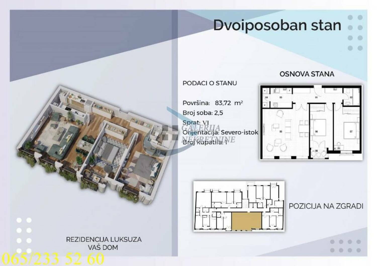 Dvoiposoban stan, Beograd – Dimitrija Tucovića | Prodaja · 84m² · 319.000€