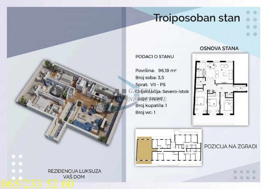 Troiposoban stan, Beograd - Dimitrija Tucovića | Prodaja · 96m² · 408.000€