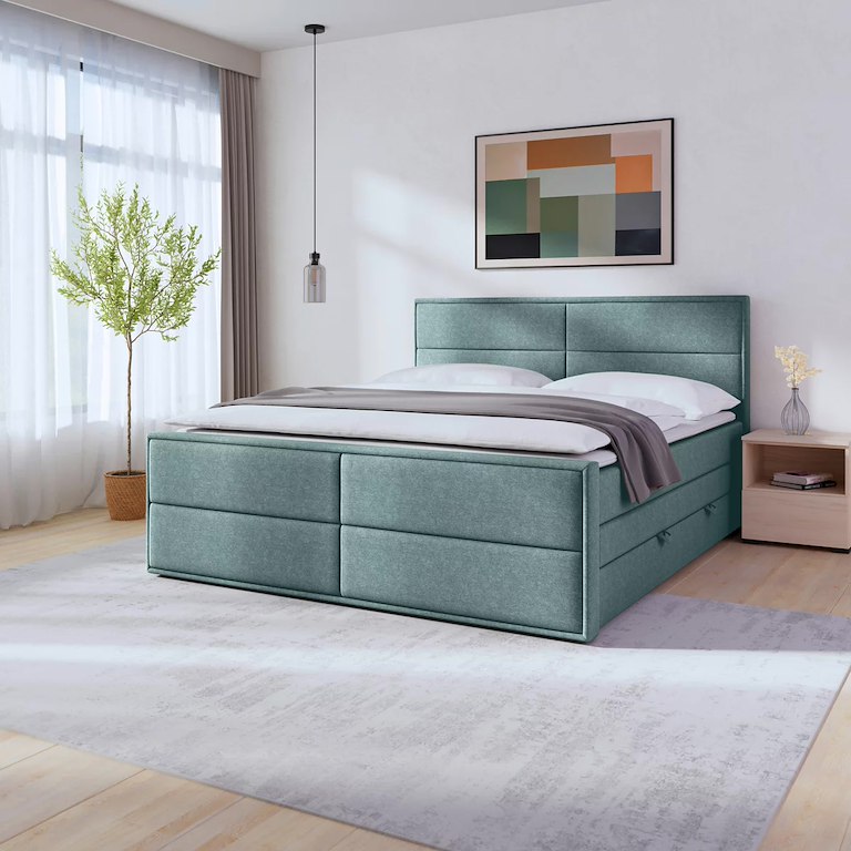 BOXSPRING KREVET 180/200 cm plava