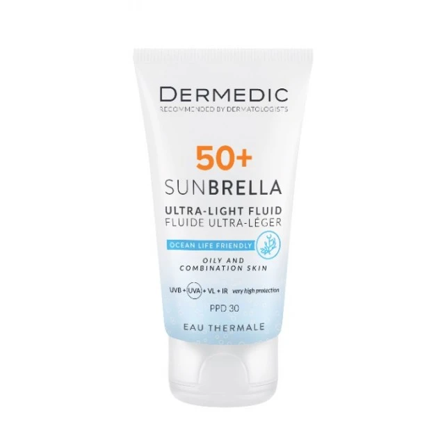 DERMEDIC SUNBRELLA ULTRA LIGHT FLUID ZA MASNU I KOMBINOVANU KOŽU SPF50+ 40ML