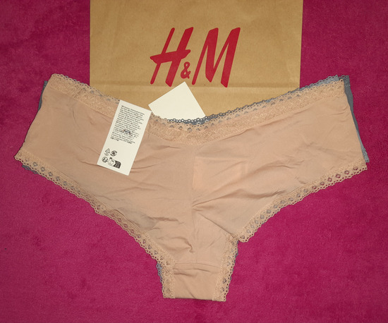 H&M 3kom krem,plave brazilke microfiber NOVO!%