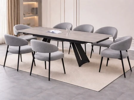 Trpezarijski sto NaturaLine SVETLO BEZ ploca/Crne metalne noge 160 (40+40) x90x76