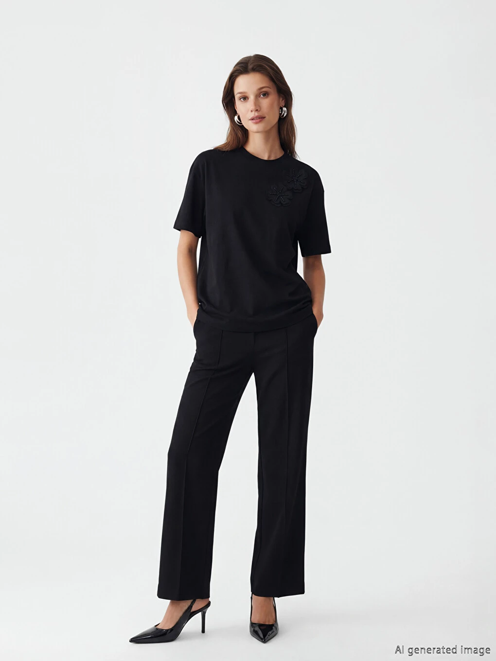 LCW Modest Ženska Bluza Sa Okruglim Izrezom, Ukrašena Cvetnim Detaljima