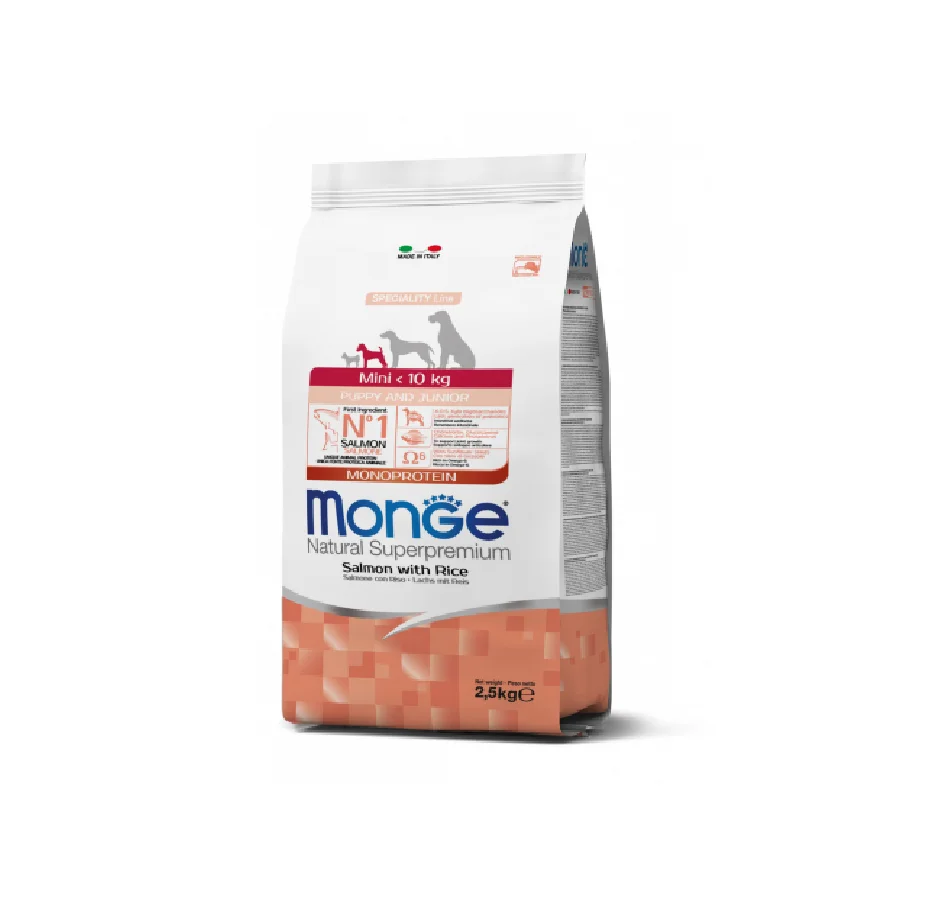 Monge Mini Monoprotein Puppy Junior Losos i Pirinač 2,5kg