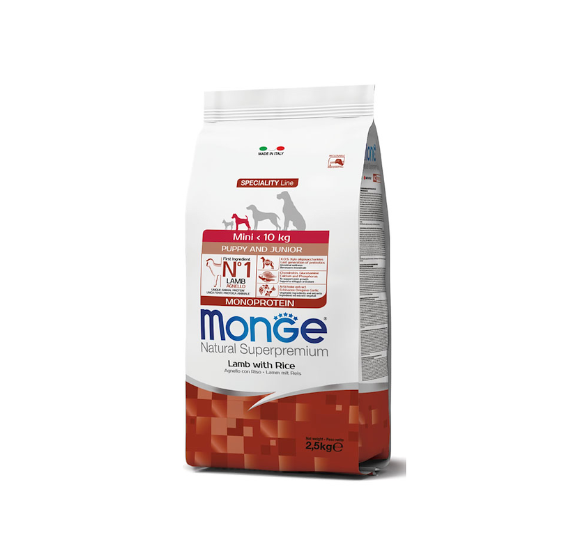 Monge Mini Monoprotein Puppy Junior Jagnjetina i pirinač 2,5kg