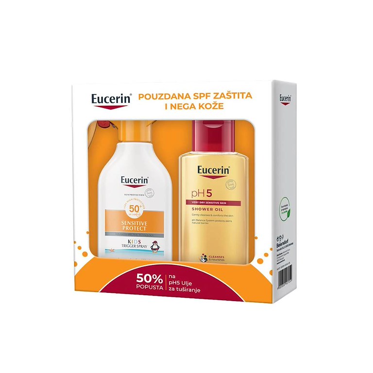 Eucerin® SUN PROMO Kids Sprej SPF50+ 250 mL i pH5 Ulje za Tuširanje 200 mL
