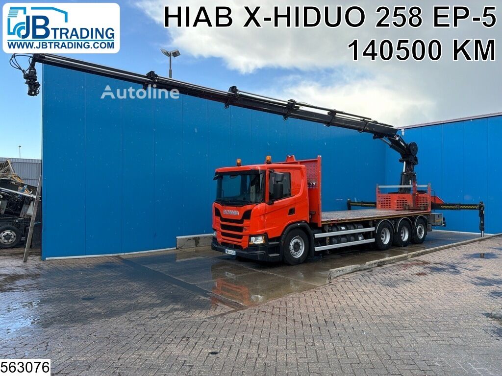 Scania G 410 EURO 6d, CNG, Retarder, Hiab, Remote kamion s ravnom platformom