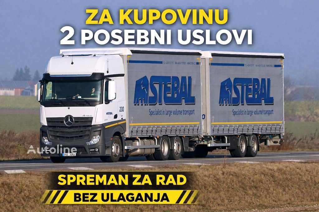 Mercedes-Benz Actros 2542 kamion sa klizna zavesa cerada + prikolica sa kliznom ceradom