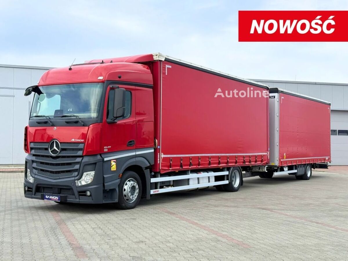 Mercedes-Benz ACTROS 1840 / ZESTAW TANDEM 120 M3 / 7,75 M + 7,75 M / SALON PL kamion sa klizna zavesa cerada + prikolica sa kliznom ceradom