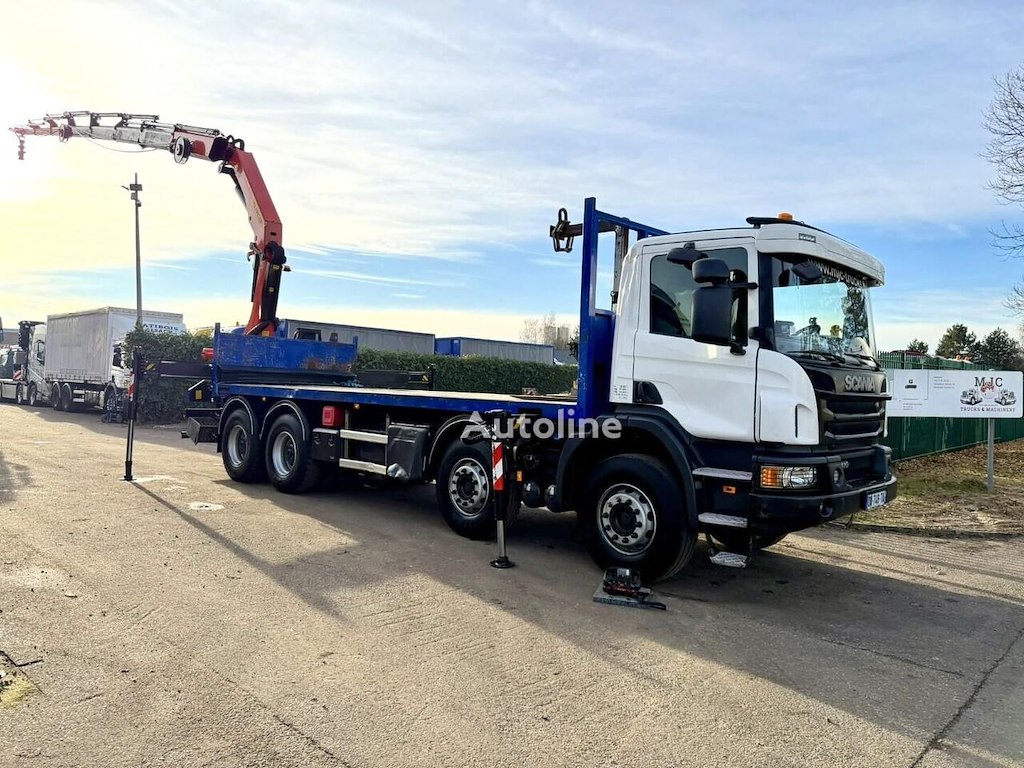 Scania P410 8x4 + CRANE PALFINGER PK33002 F (7x) - RETARDER - 5/6F - RO kamion platforma