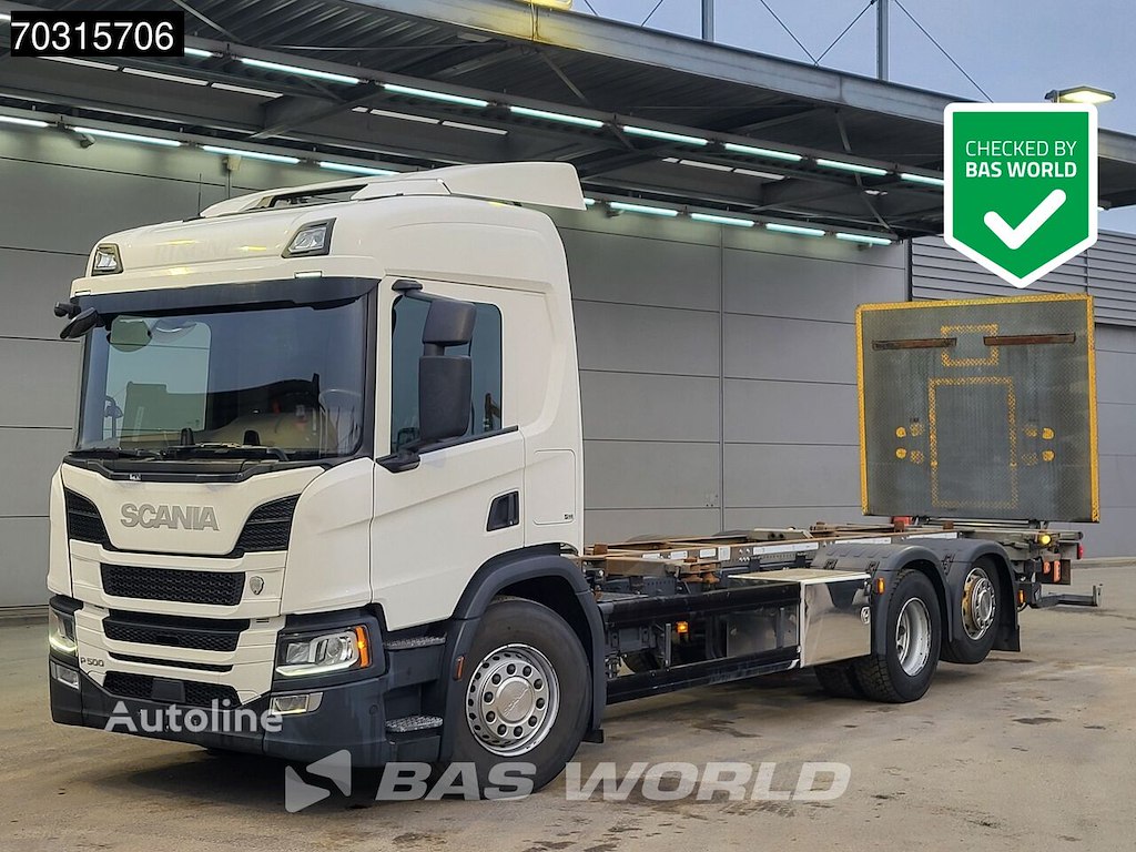 Scania P500 P 6X2 2500kg Ladebordwand Lift+steering axle Automatic Reta vozilo za prevoz kontejnera