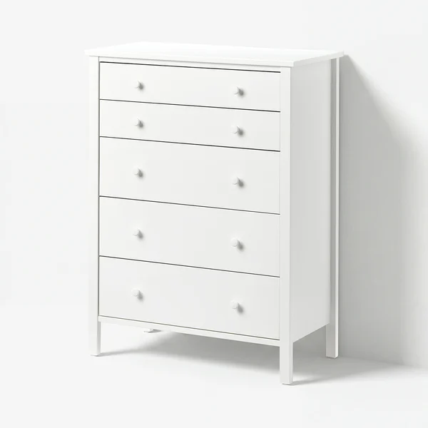 Komoda s 5 fioka, bela, 76x102 cm
